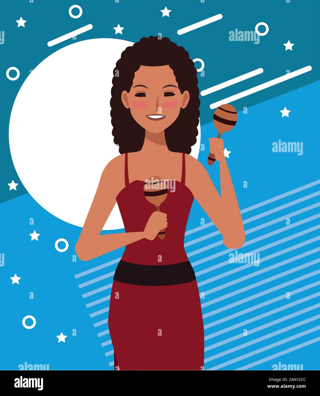 Cartoon woman with maracas, colorful design Stock Vector Image & Art ...