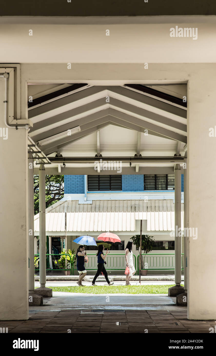 Singapore-17 OCT 2017: Singapore HDB floor ground level walking ...