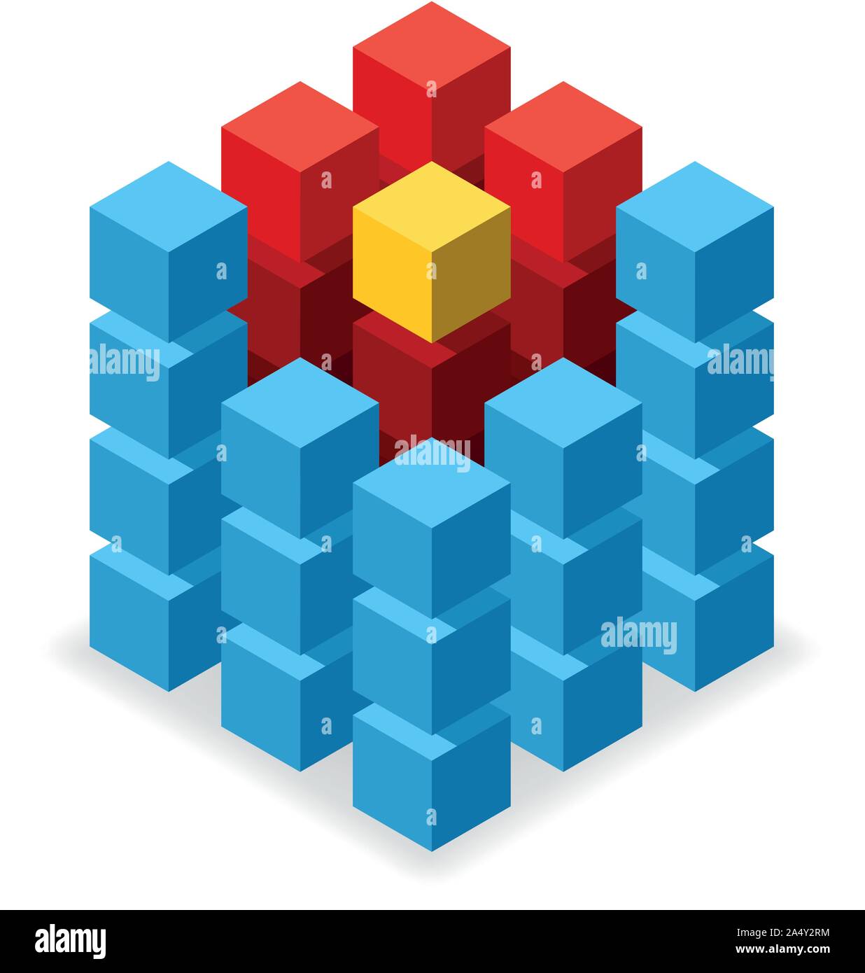 Blue cube logo with red segments Stock Vector Image & Art - Alamy