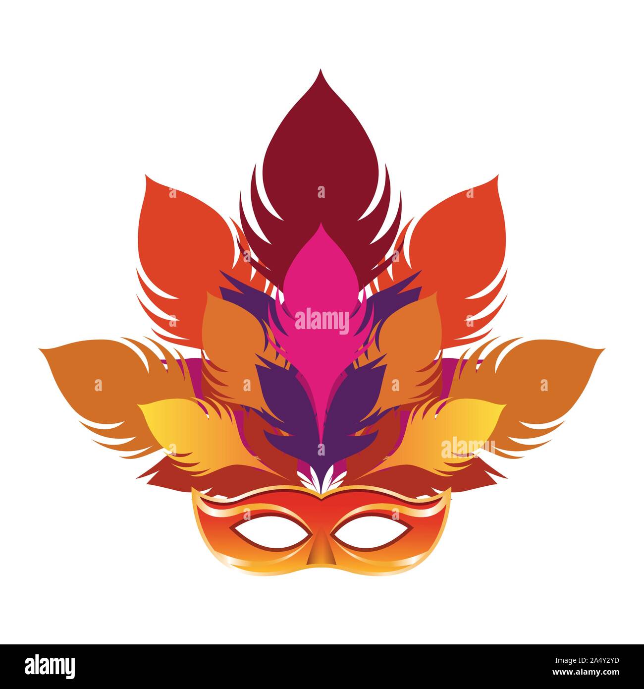 Masquerade mask with feathers, colorful flat design Stock Vector Image ...