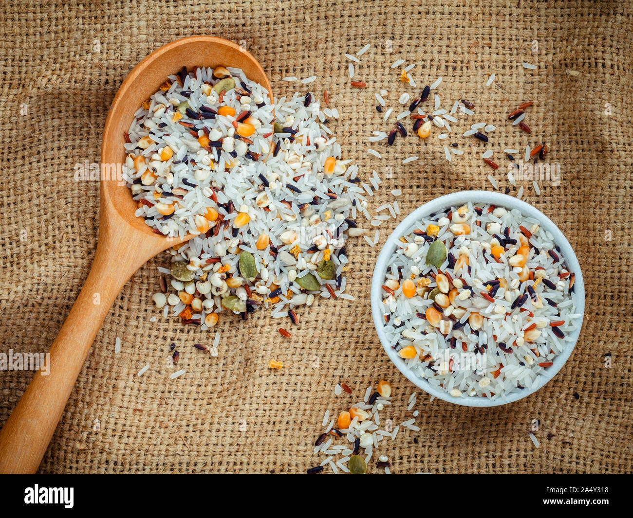 Mixed multi grain traditional thai rice ,corn ,sunflower ,rye ,sesame ...