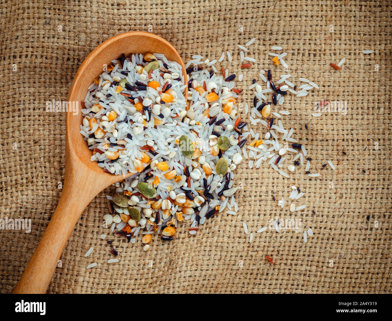Mixed multi grain traditional thai rice ,corn ,sunflower ,rye ,sesame ...