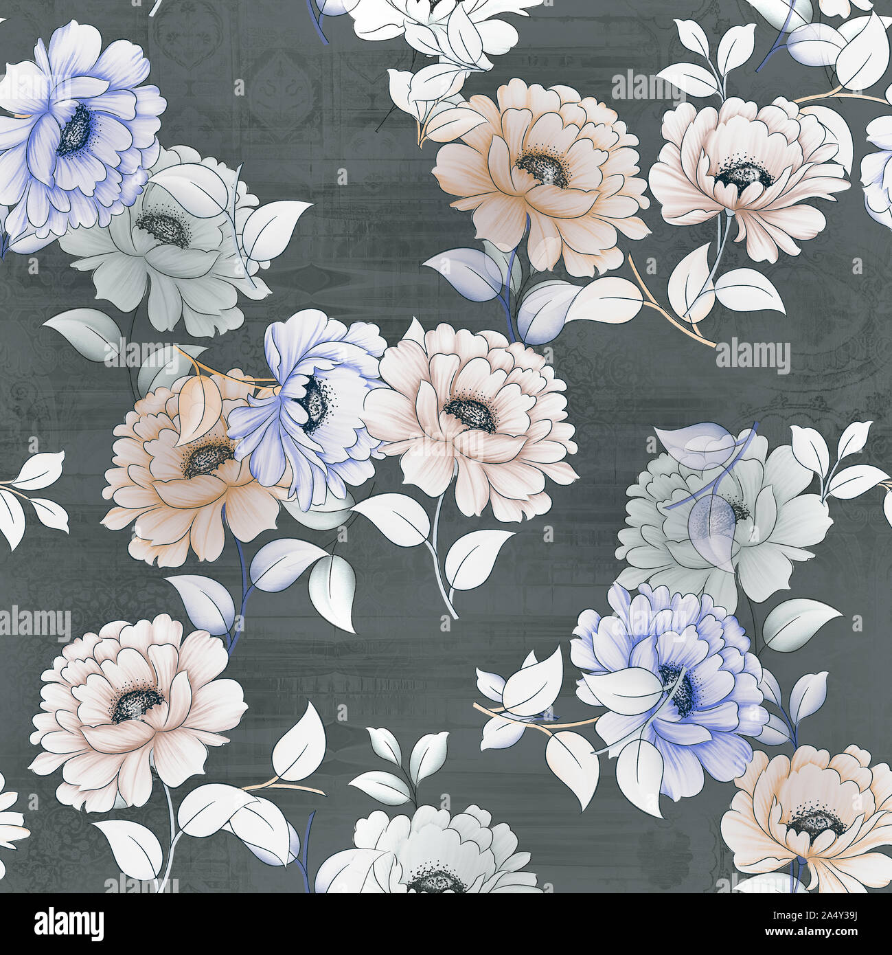 seamless textile flower floral design Stock Photo - Alamy