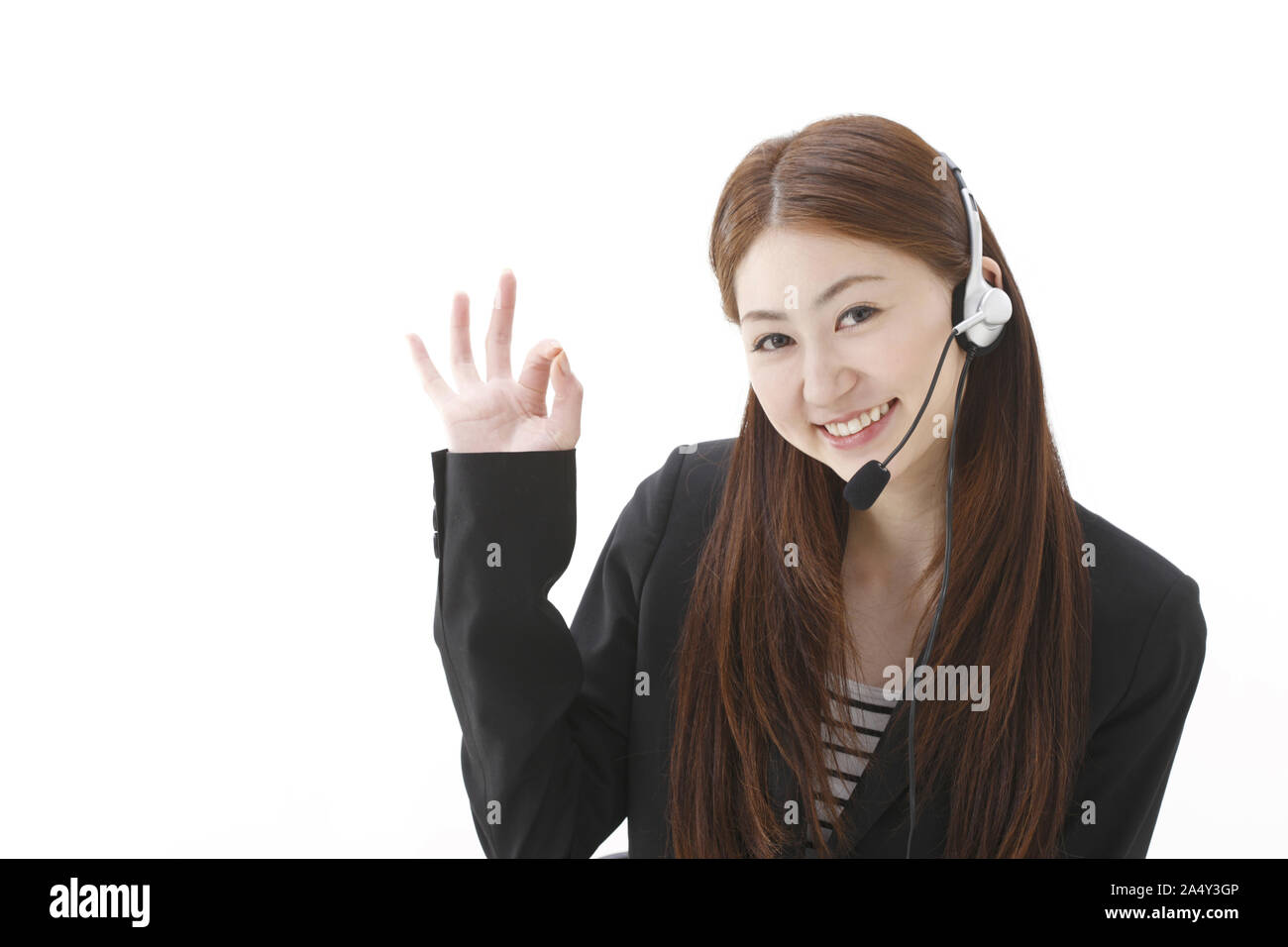 A telephone operator ok sign with hand Stock Photo - Alamy