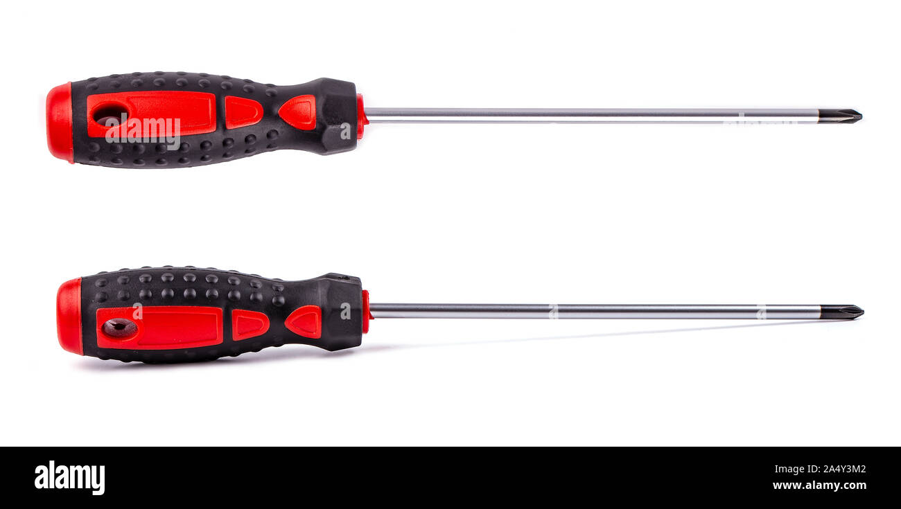 The red Screwdriver isolated on white background Stock Photo - Alamy