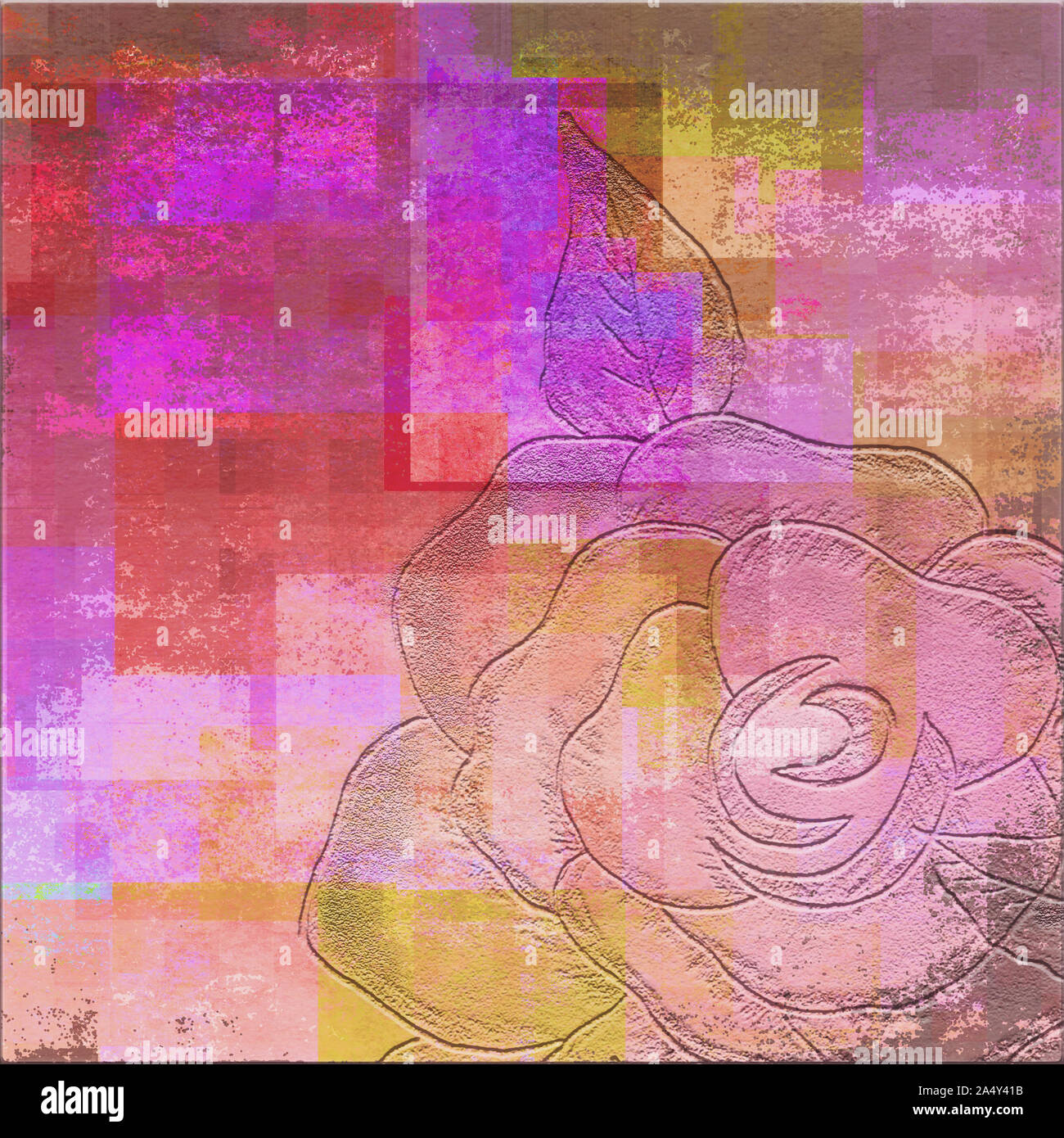 Embossed rose on grunge paper. Abstract grunge arts. Urban grunge ...