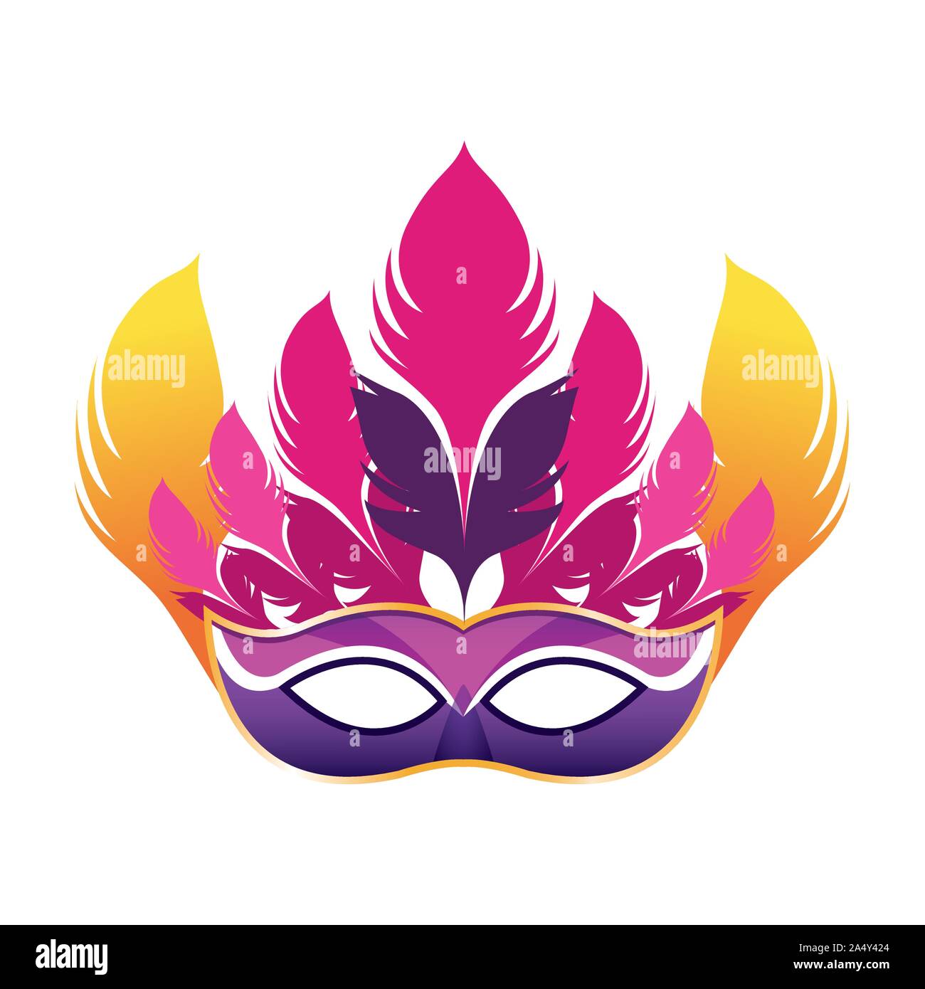 Masquerade mask with feathers, colorful flat design Stock Vector Image ...
