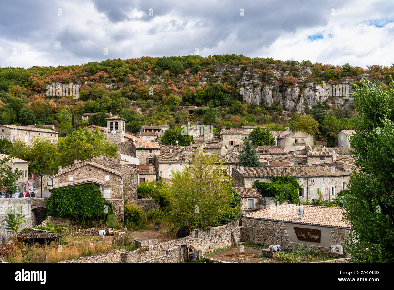 Medieval Village of Vogue in Ardeche, Rhone-Alpes, France Stock Photo ...