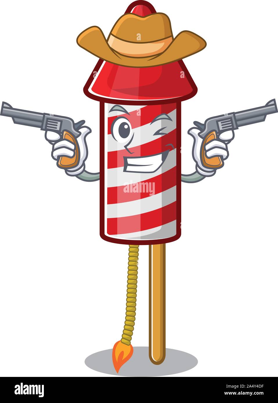 Cowboy fireworks rocket cartoon isolated the character Stock Vector ...