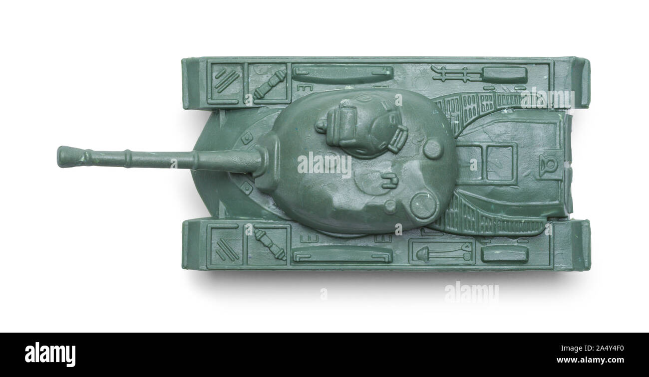 Green Plastic Tank Toy Top View Isolated on White Background Stock ...