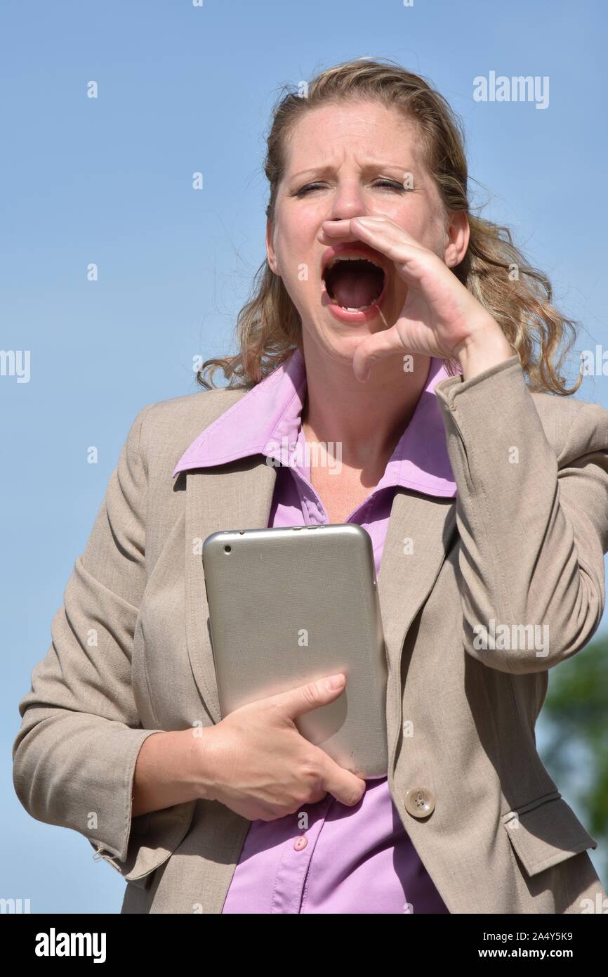 Business Woman Yelling Stock Photo - Alamy