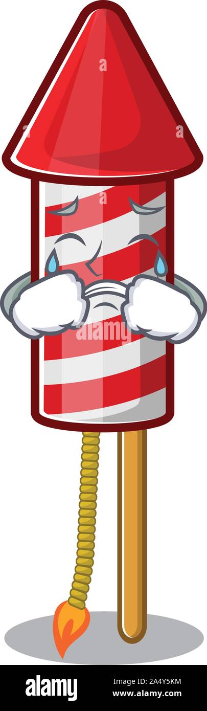 Crying fireworks rocket mascot in cartoon shape Stock Vector Image ...