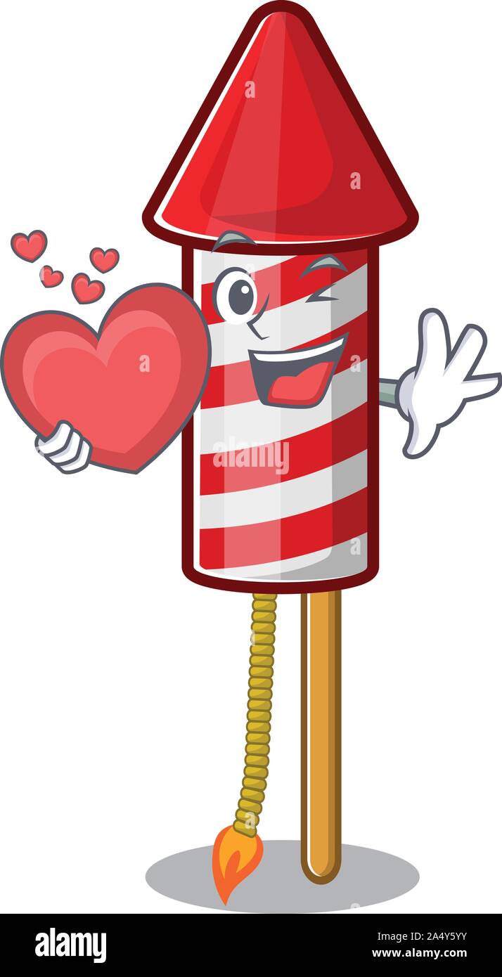 With heart fireworks rocket mascot in cartoon shape Stock Vector Image ...