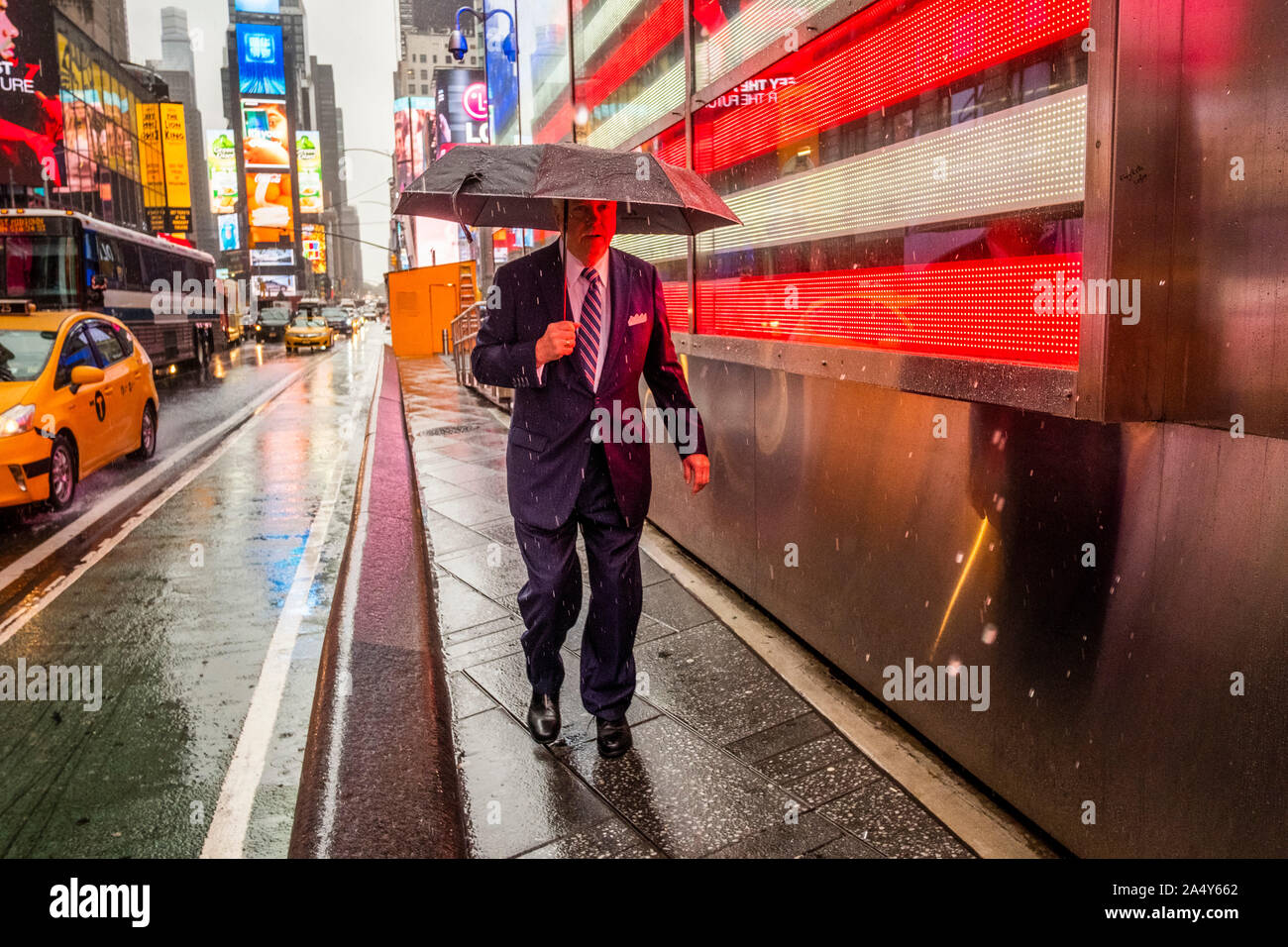 Rainy Day, Times Square, Manhattan, New York, United States of America ...