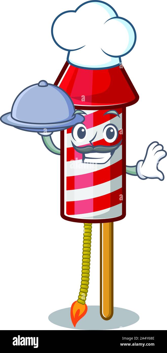 Chef with food fireworks rocket mascot in cartoon shape Stock Vector ...