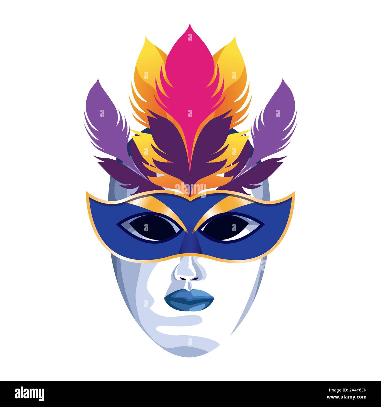 Masquerade mask with feathers, colorful flat design Stock Vector Image ...
