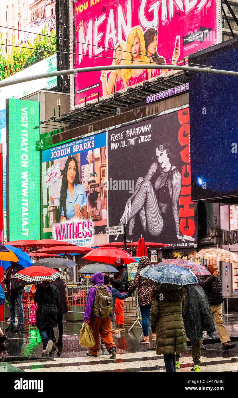 Rainy Day, Times Square, Manhattan, New York, United States of America ...