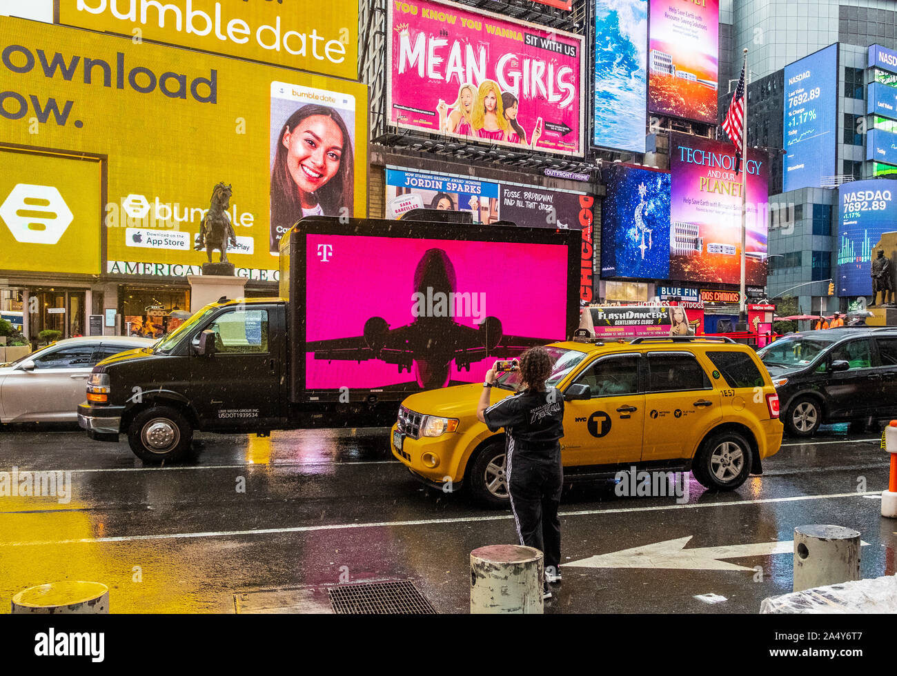 Rainy Day, Times Square, Manhattan, New York, United States of America ...