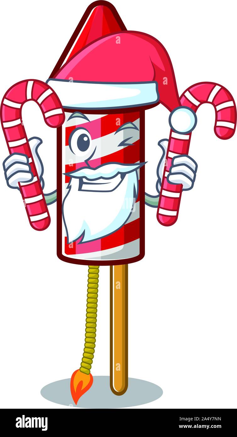 Santa with candy fireworks rocket on in the cartoon Stock Vector Image ...