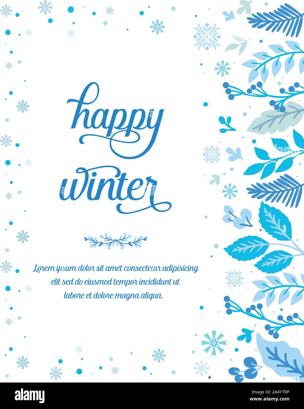 Various shape pattern blue leafy flower frame, for elegant card happy ...