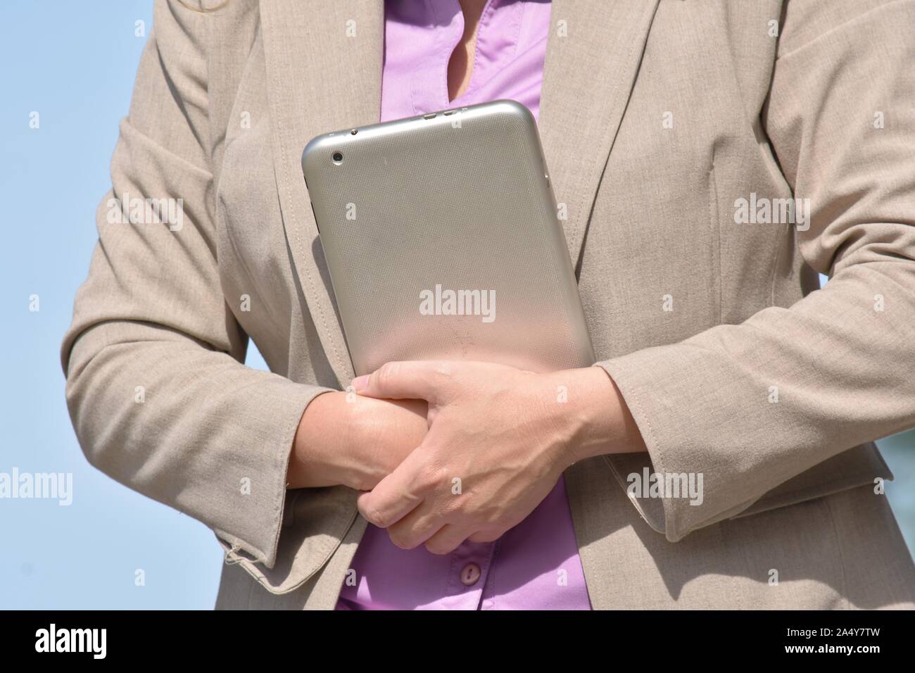 Business Woman Holding Tablet Stock Photo - Alamy