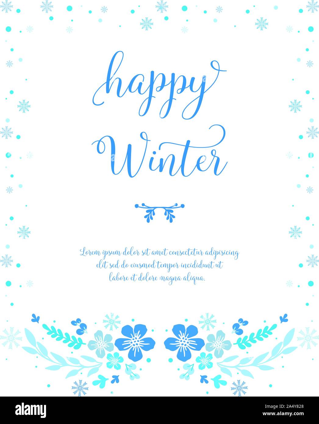 Various shape pattern blue leafy flower frame, for elegant card happy ...