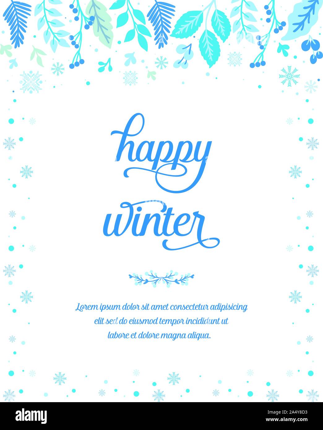 Various shape pattern blue leafy flower frame, for elegant card happy ...