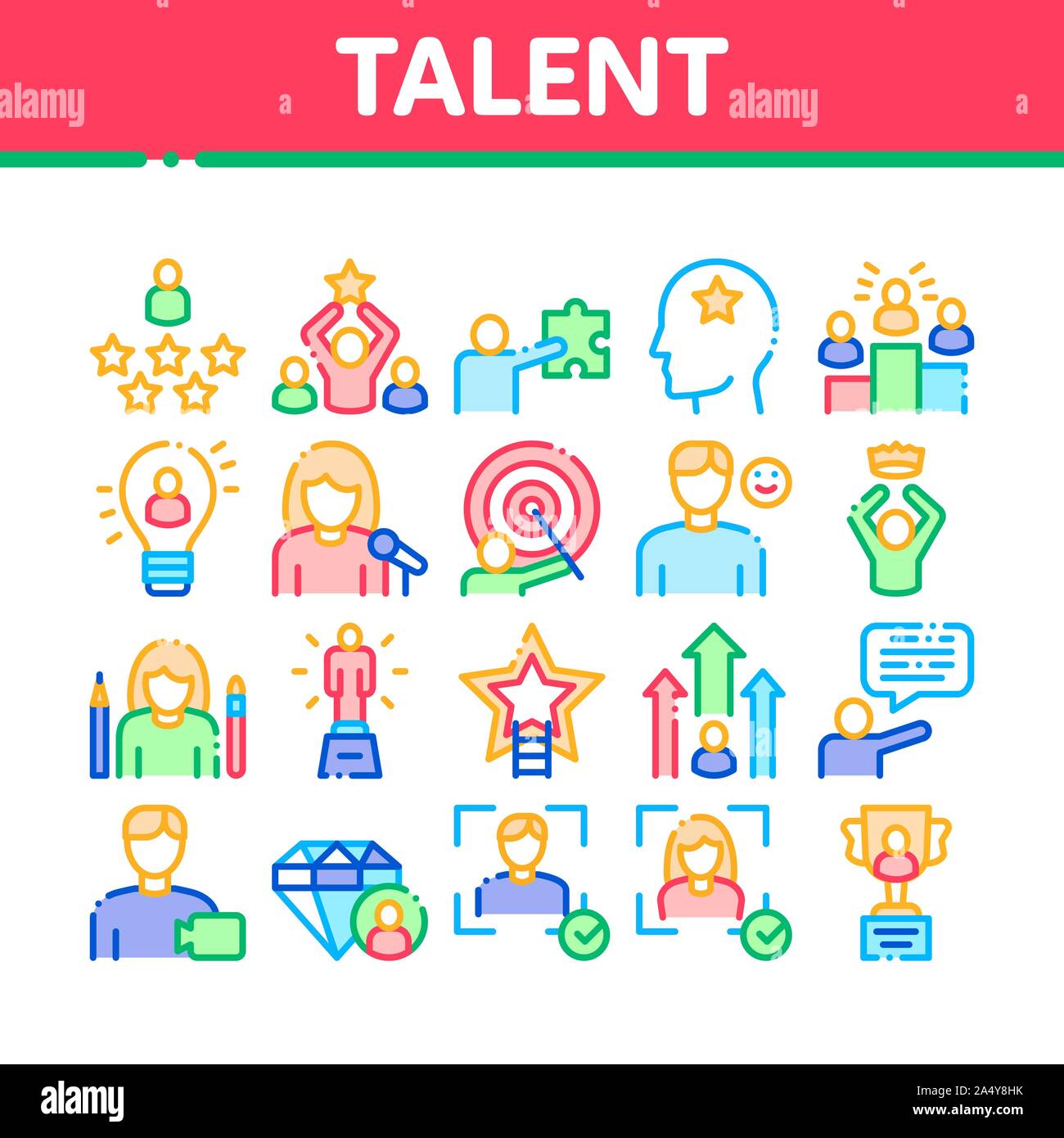 Human Talent Collection Elements Icons Set Vector Stock Vector Image ...
