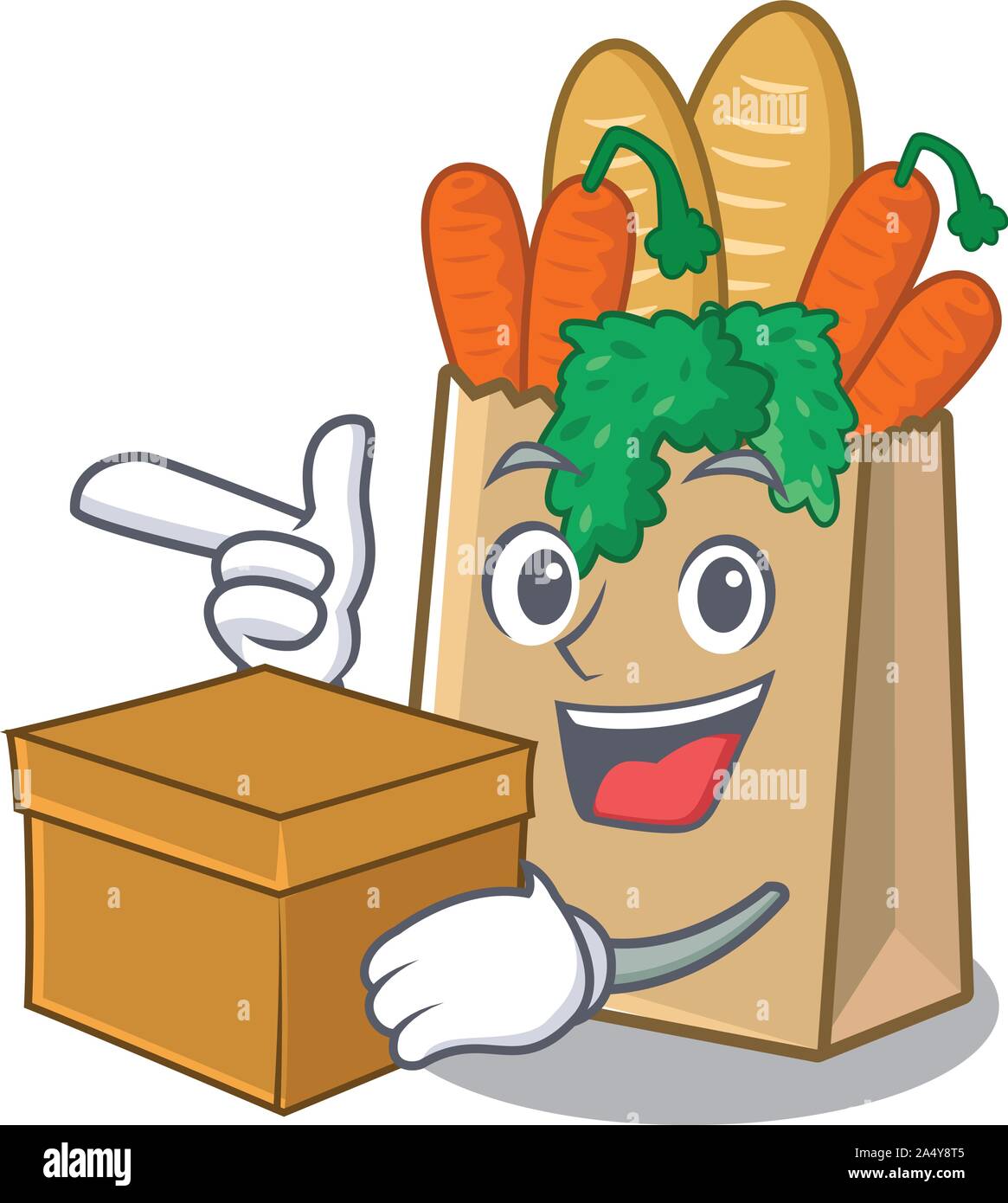 With box grocery bag in above cartoon table Stock Vector Image & Art ...