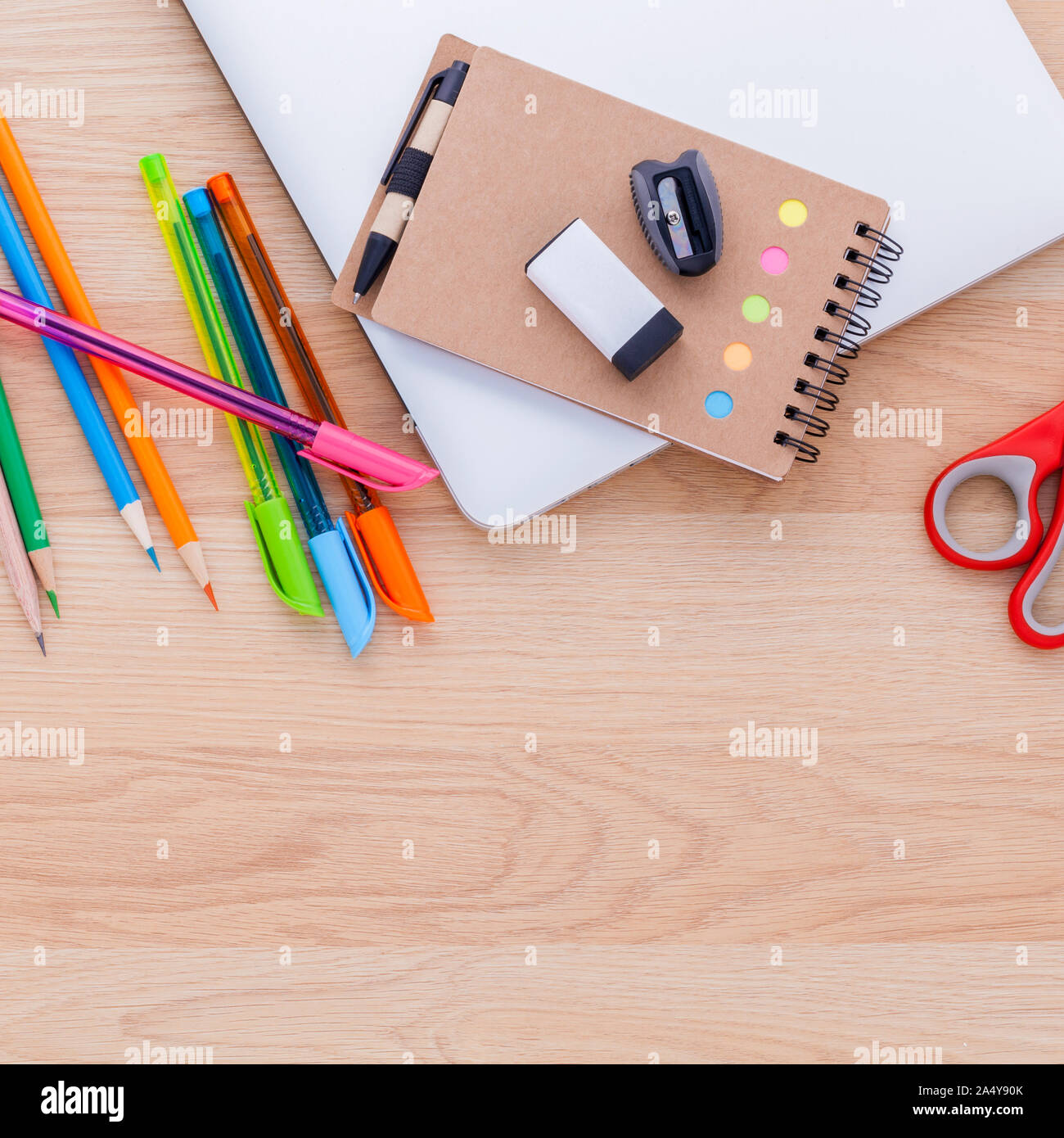 Back to school concept with school supplies laptop ,notebook, pen and ...