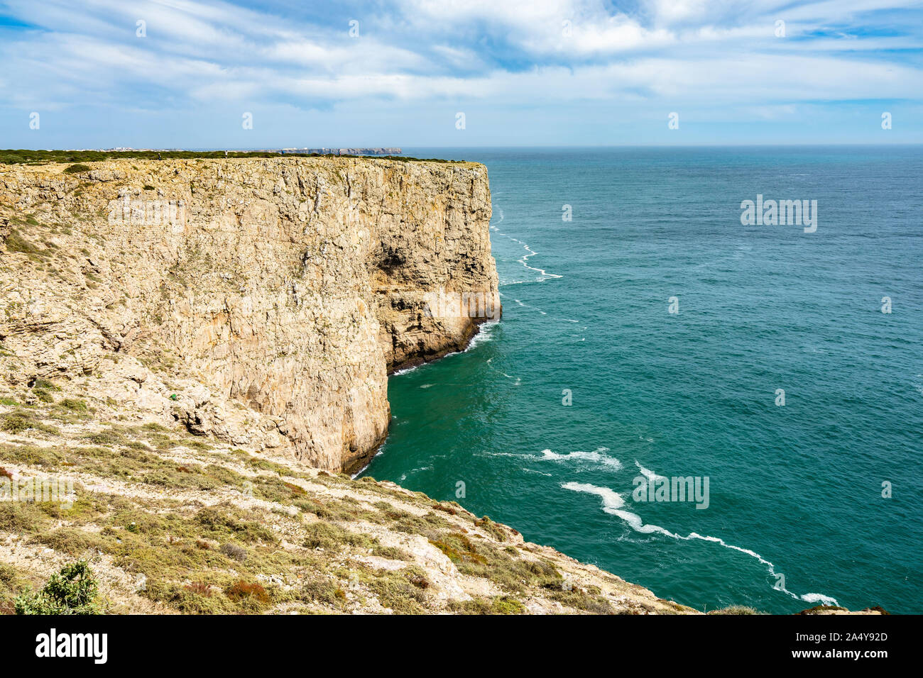 Spectacular cliffs overlooking the Atlantic Ocean at Cabo de Sao ...