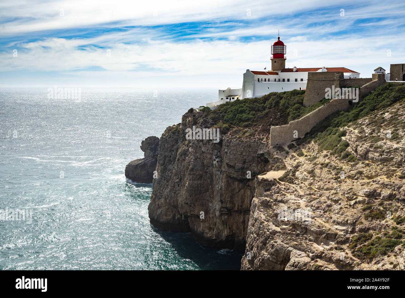 The scenic lighthouse on the cliffs of Cabo de Sao Vicente(Cape St ...