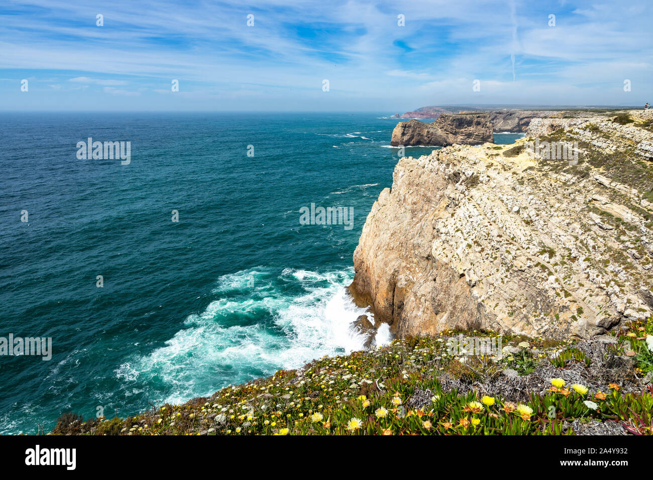 Spectacular cliffs overlooking the Atlantic Ocean at Cabo de Sao ...