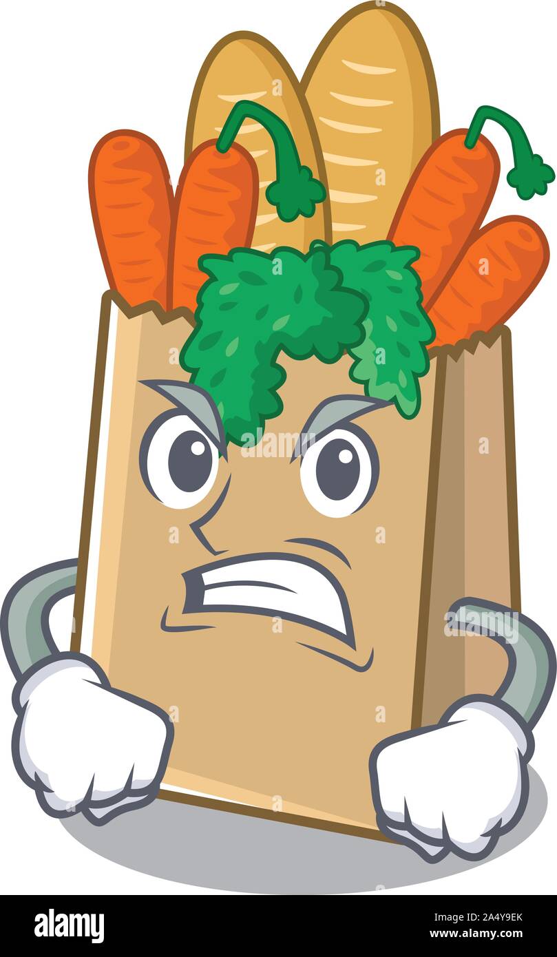 Angry grocery bag isolated with the character Stock Vector Image & Art ...