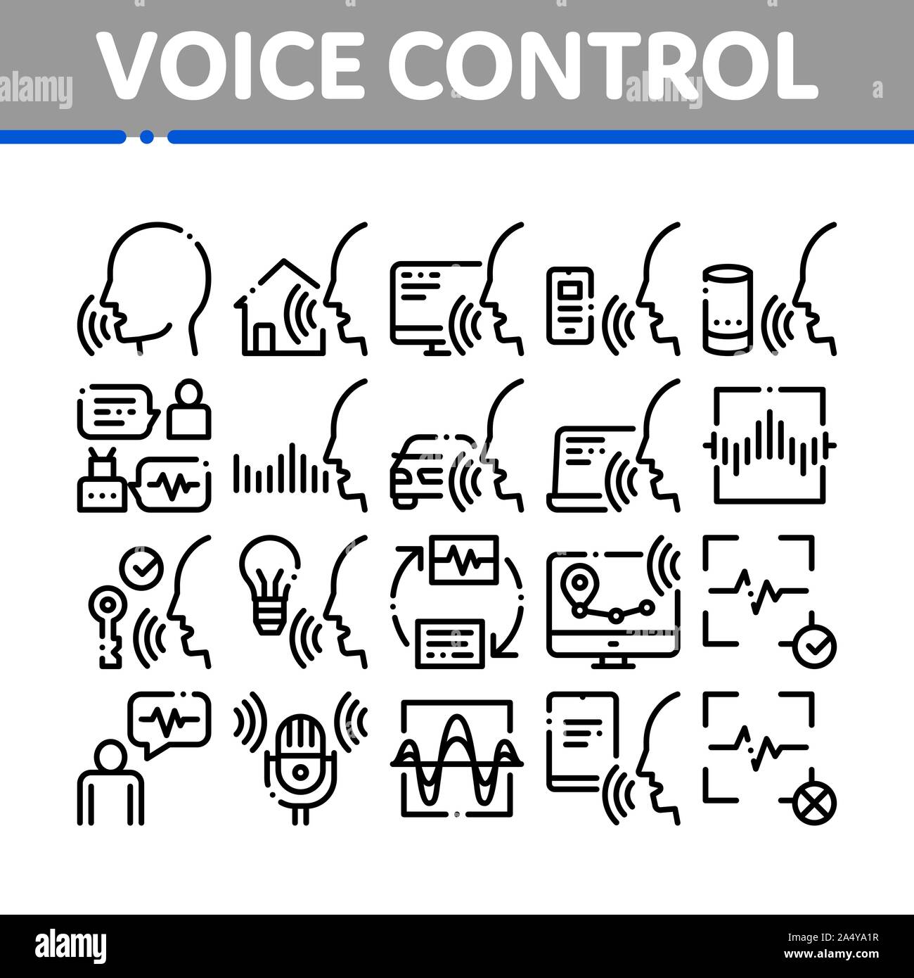 Voice Control Collection Elements Icons Set Vector Stock Vector Image ...