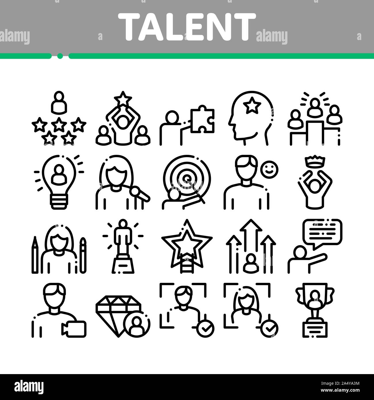 Human Talent Collection Elements Icons Set Vector Stock Vector Image ...