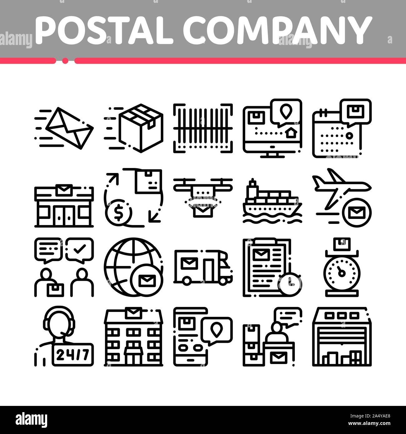 Postal Transportation Company Icons Set Vector Stock Vector Image & Art ...