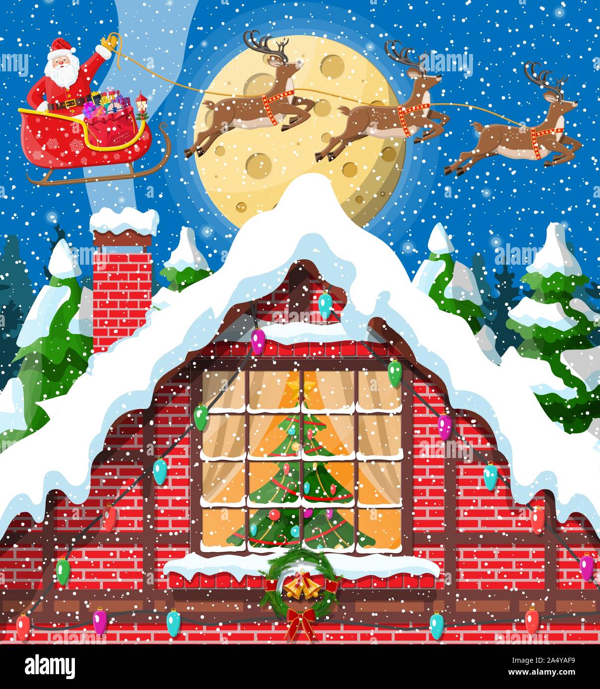 Santa and reindeer and sleigh hi-res stock photography and images - Alamy