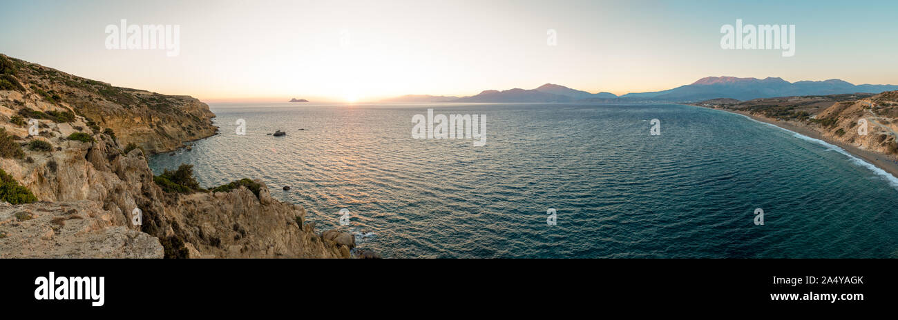 south coast of Crete at Kommos Beach seen from above from Mystical View ...