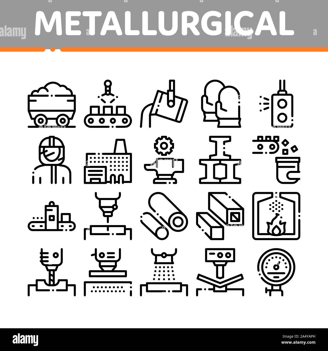 Metallurgical Collection Elements Icons Set Vector Stock Vector Image ...