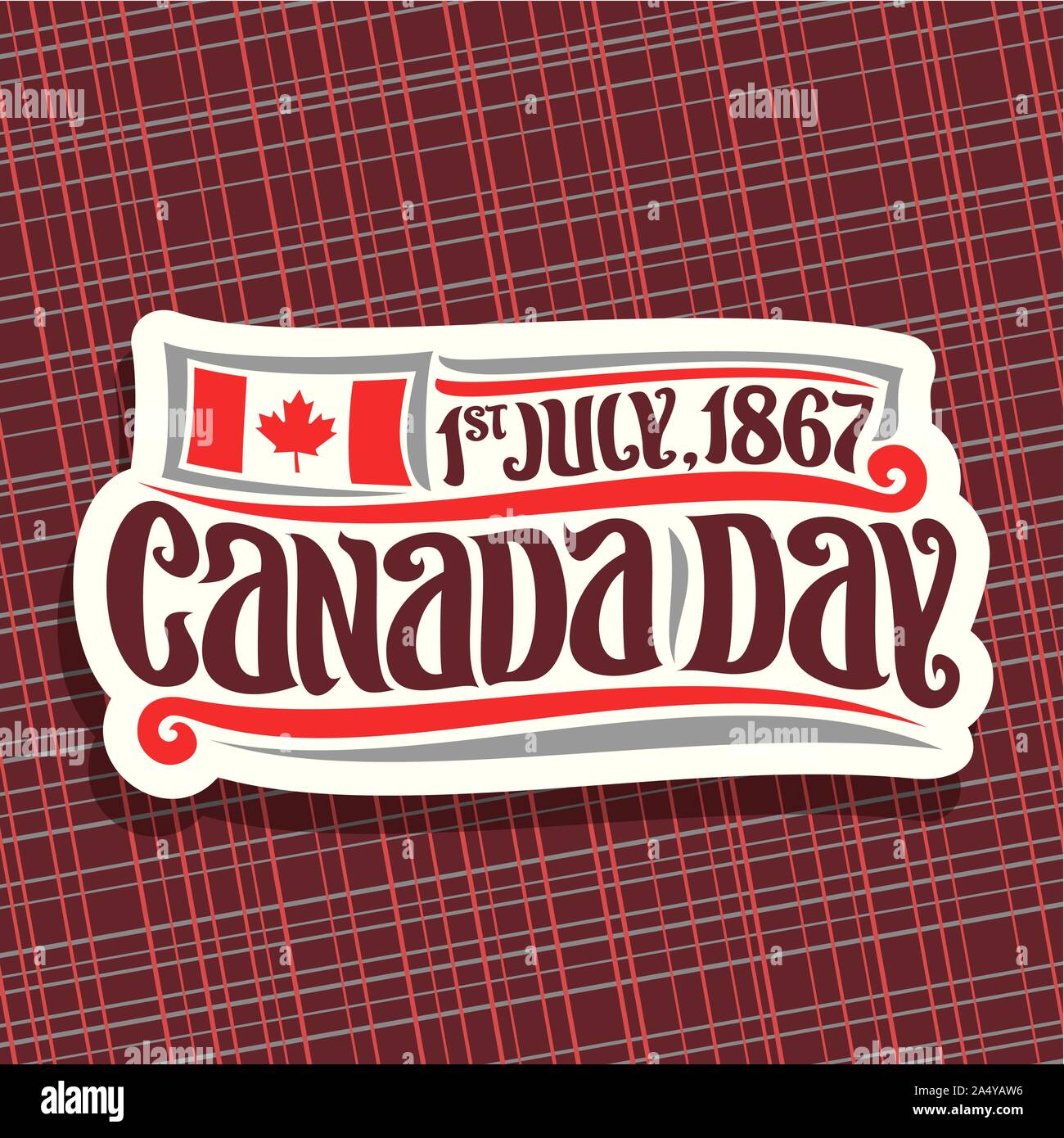 Vector logo for Canada Day, cut paper sign with date of united - 1st ...