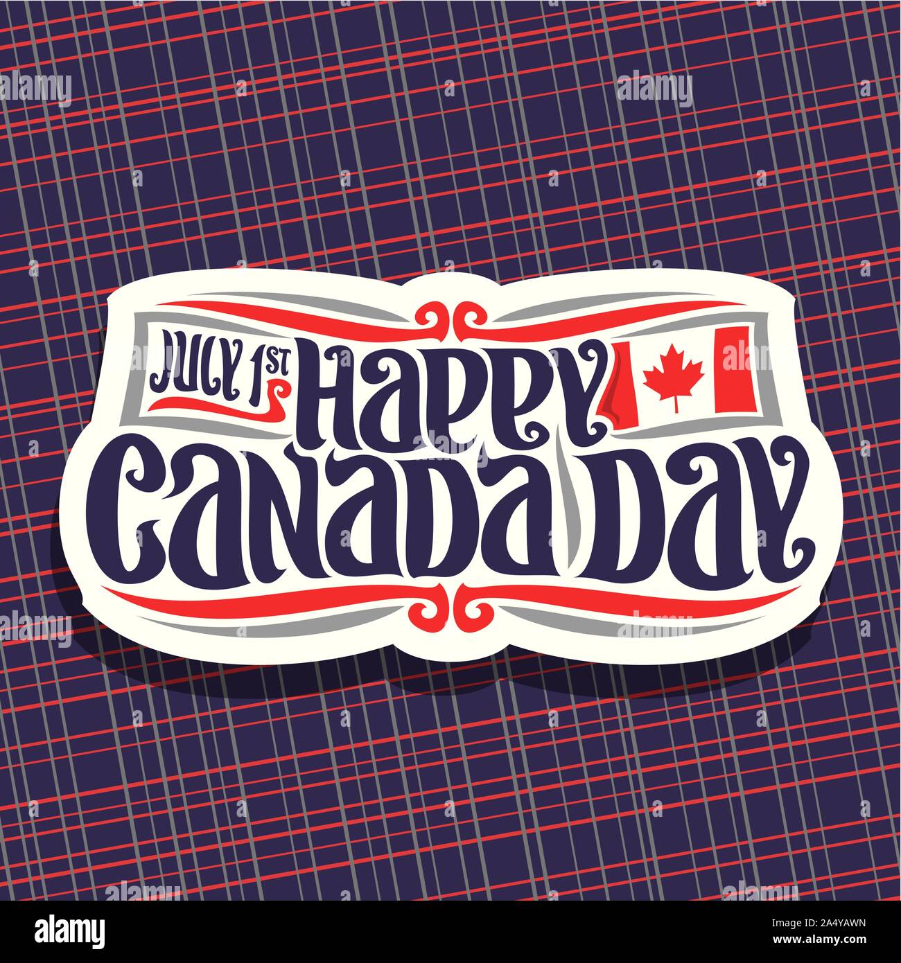 Vector logo for Canada Day, cut paper sign with date of united - july ...