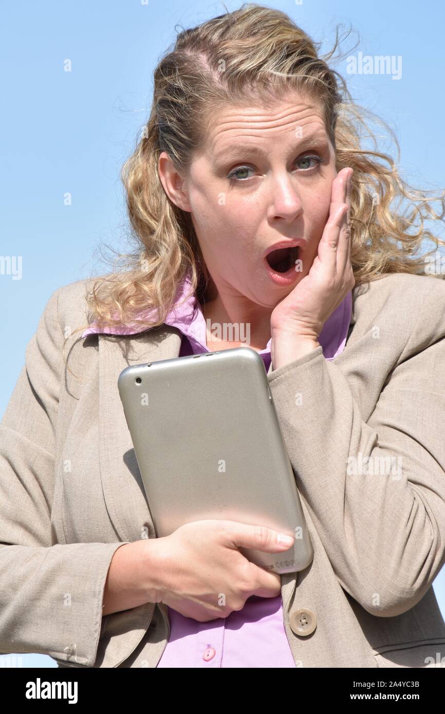 Startled Business Woman Wearing Suit Stock Photo - Alamy