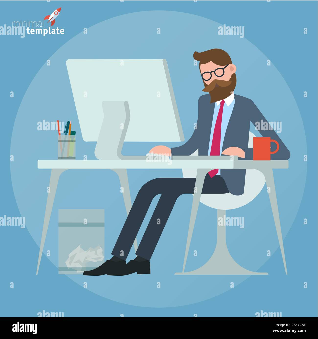 Happy programmer working desk Stock Vector Images - Alamy