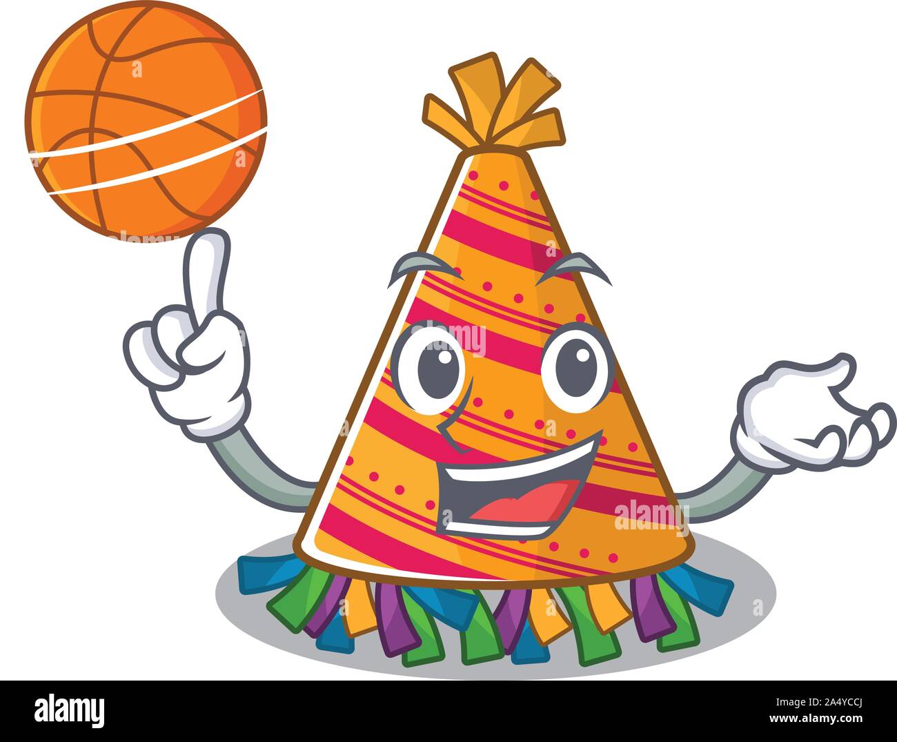 With basketball party hat character isolated in cartoon Stock Vector ...