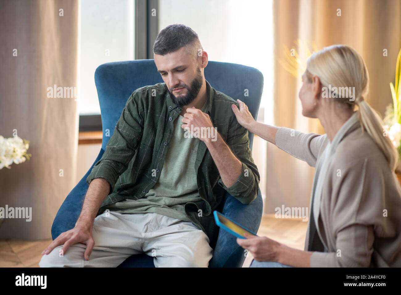 Bearded handsome man talking hi-res stock photography and images - Alamy