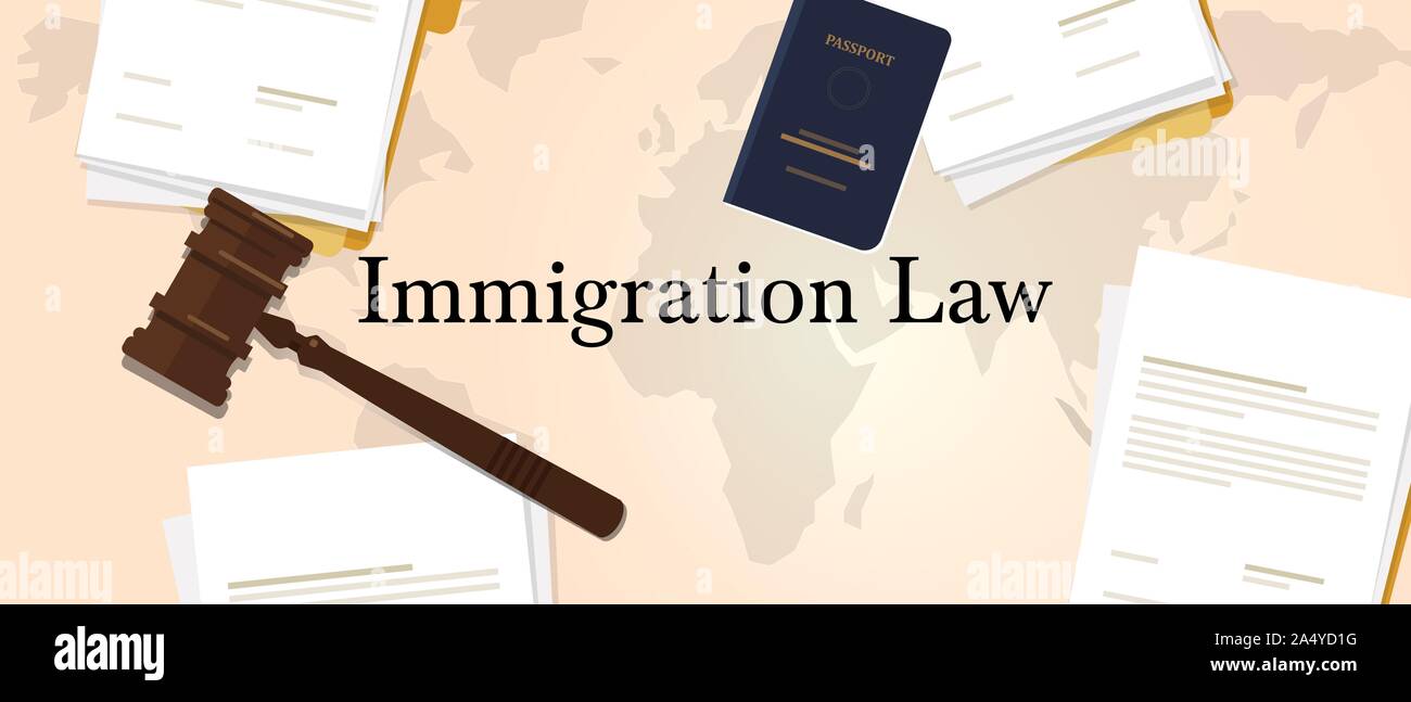 Immigration law concept of regulation . Letter paper with gavel or ...