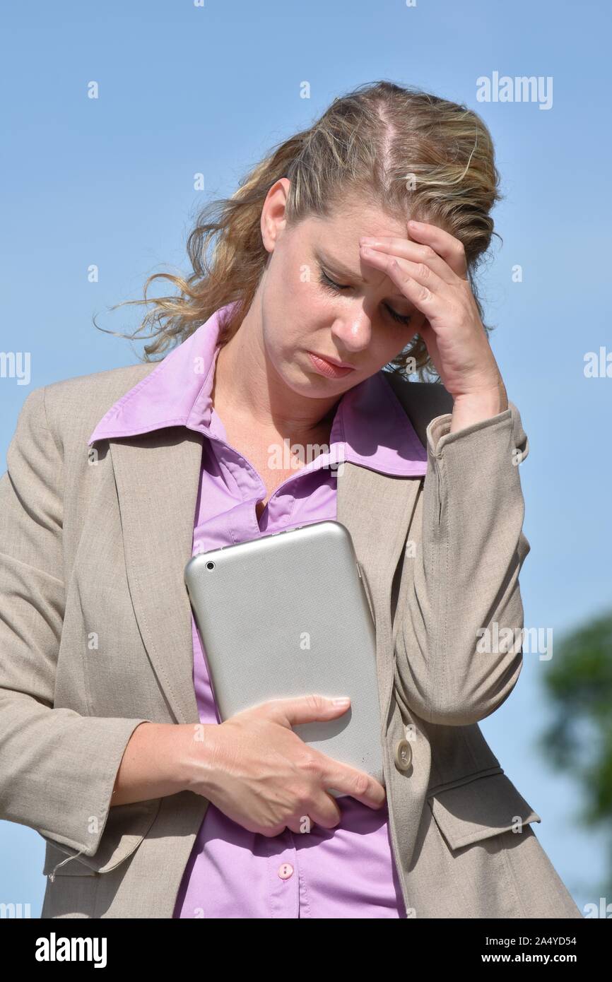 Anxious Adult Blonde Business Woman Wearing Suit Stock Photo - Alamy