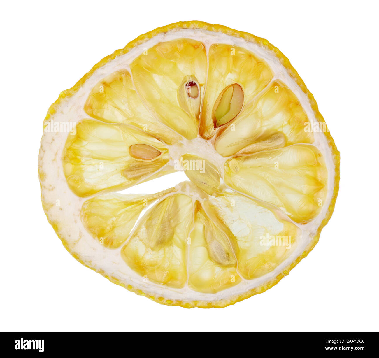 Christmas object made of dry yellow lemon fruit slices . Isolated on ...