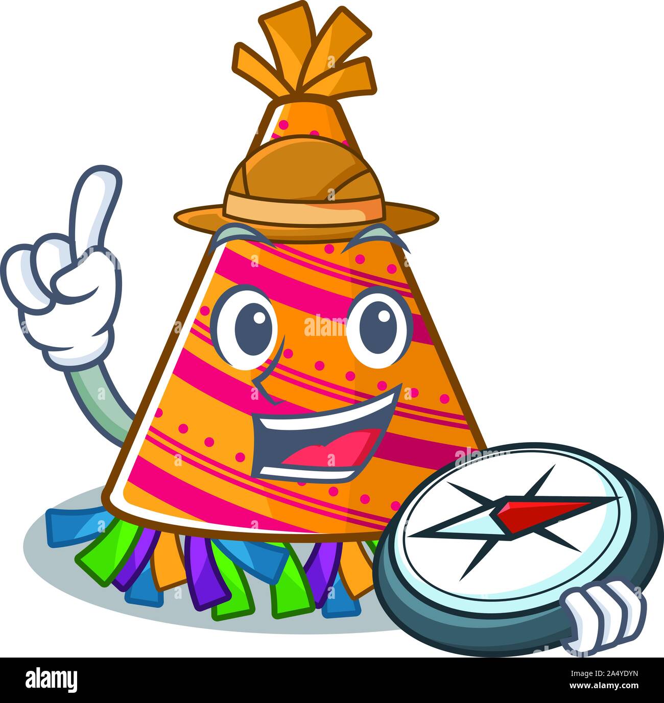 Explorer party hat cartoon with character shape Stock Vector Image ...